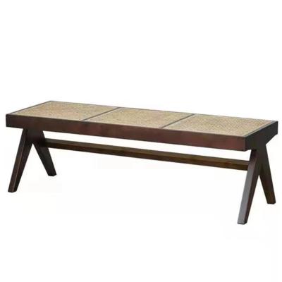 China New Design Modern Solid Wood Chair Rattan Bench Leisure Dining Chair Bed Footstool Shoe Bench for sale