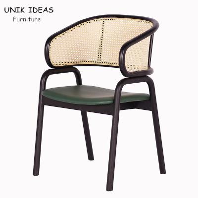 China Rattan Chair Soft Seat Modern Nordic Dining Chairs Wooden Armchair for sale