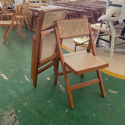 China Nordic Home Dining Room Single Chairs Backrest Balcony Solid Wood Cafe Rattan Folding Chair for sale