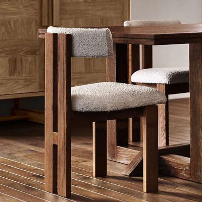 China French Style Retro Simple Solid Ash Wood Upholstered Vanity Chair Designer Model House Dining Chair for sale