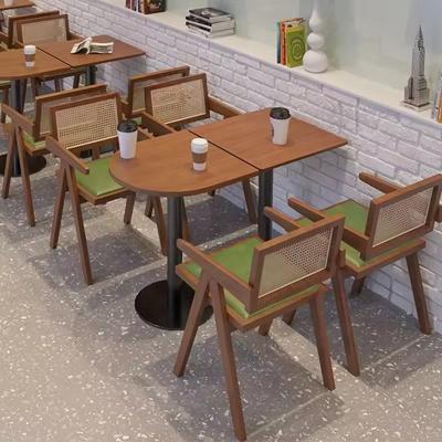 China Retro American Restaurant Furniture Vintage Style Wooden Dining Table and Chair Cafe Solid Wood Chairs Set for sale