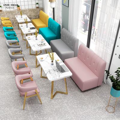 China Customized Restaurant Commercial Furniture Set Dessert Shop Leather Booth Sofa Set Dining Chairs Combination Furniture Set for sale