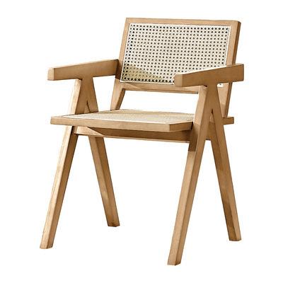 China Modern Solid Wood Dining Chairs Wood Rattan Chair Nordic Cafe Armchair Living Room Balcony Lounge Chair for sale