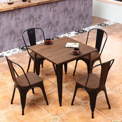 China Factory Made Cheap Price Coffee Shop Wooden Metal Dining Table and Chairs Furniture for Restaurant for sale