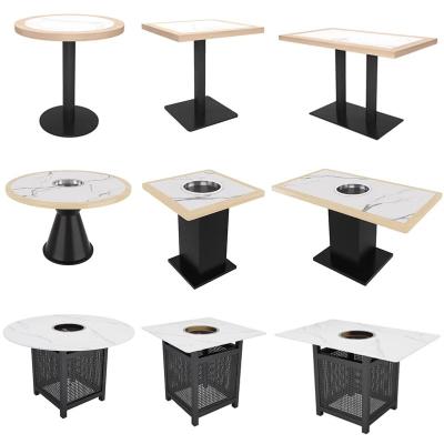 China Wholesale Cheap Commercial Custom Made Restaurant Furniture Table and Booth Sofa Hotpot Hamburger Dining Table for sale