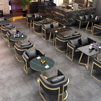 China Factory Direct Sales Modern Commercial Dining Furniture Set Gold Frame Table and Chair for Cafe Hotel Restaurant Bar for sale
