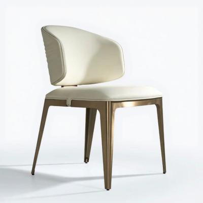 China Modern Nordic Curved Back Leather Upholstery Commercial Dining Chair with Stable Metal Frame for sale