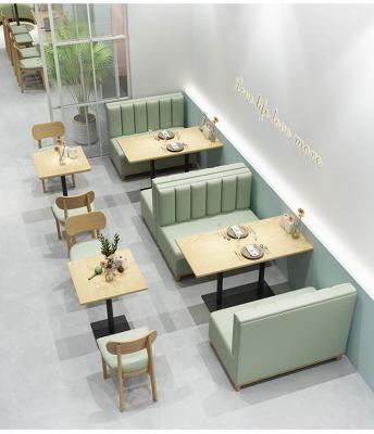 China Modern Solid Wood Restaurant Booth Seating with PU Leather Sofa and Dining Set for sale