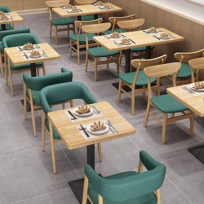 China Hot Selling Solid Wood Coffee Shop Furniture Customizable Booth Restaurant Tables and Chairs Set with Ergonomic Seat Cushion for sale