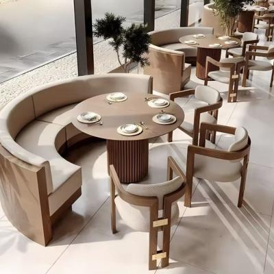 China High-Density Foam Solid Wood Construction Customizable Seating Dining Table Chair Booth Set for Commercial Restaurants for sale