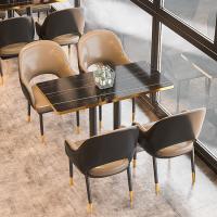 China Luxury Restaurant Sofa Set with Black Marble Dining Table and Booth Seating Fully Customizable for sale