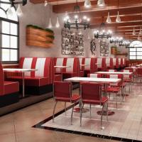 China 1950 Retro Style Restaurant Booth Sofa Customizable Size Color Solid Wood Construction for sale