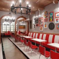 China 1950 Retro Style Restaurant Booth Sofa Customizable Size Color Solid Wood Construction for sale