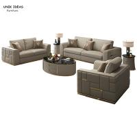 China Customizable 6 Seater Genuine Leather Sectional Sofa 3 Piece Modular Couch for sale