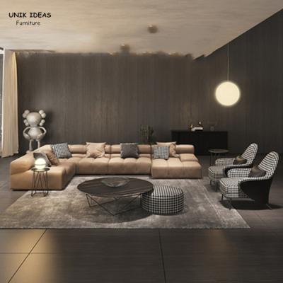 Cina Strato sezionale Sofa Low Back Living grande Loveseats del velluto nero di Brown blu in vendita