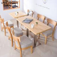 China 29.5 Inch Solid Wood Restaurant Booth Sofa Set with Dining Table and 6 Chairs for Coffee Shop for sale