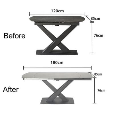 China De marmeren Verlengbare Eettafel en de Stoelen Geplaatst Moderne Noordse Zwarte pasten 200cm aan Te koop