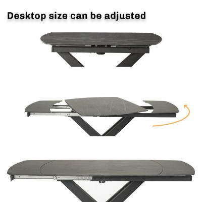 China De marmeren Verlengbare Eettafel en de Stoelen Geplaatst Moderne Noordse Zwarte pasten 200cm aan Te koop