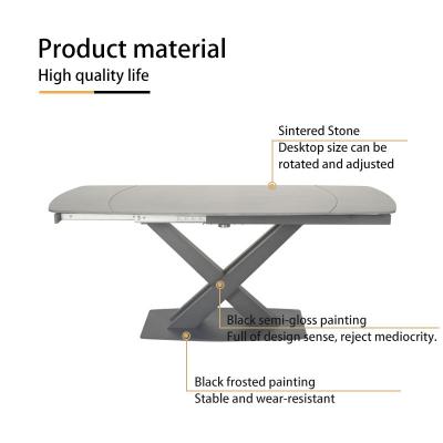 China De marmeren Verlengbare Eettafel en de Stoelen Geplaatst Moderne Noordse Zwarte pasten 200cm aan Te koop