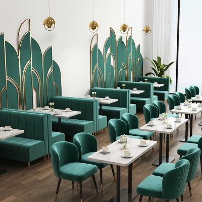 China Groene de Eettafel van het Fluweelrestaurant en van de Stoelen Aantrekkelijke Cabine Koffielijsten Te koop