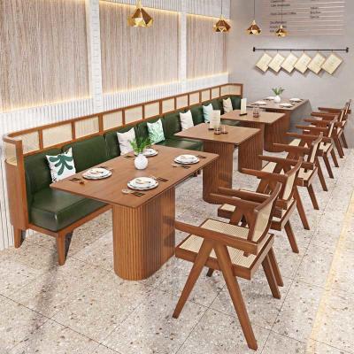 China Van de de Rotankoffie van de restaurantcabine de Stijleettafel en Stoelen Modern Houten Meubilair Te koop