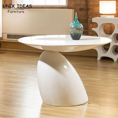 China Fiberglass Oval Shaped Coffee Side Table Living Room Tea Table White Color for sale