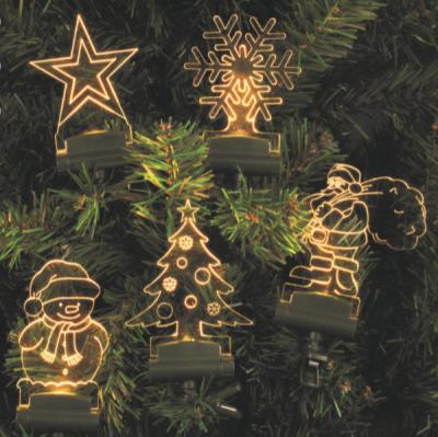 China Newish 2020 Acrylic Cartoon Santa  Claus Snowflake Christmas acrylic for clip xmas xmas tree decoration lights factory