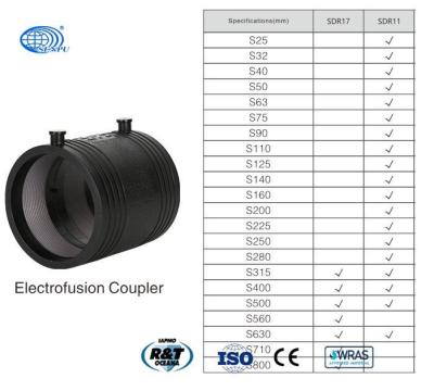 China Hochfeste, korrosionsbeständige HDPE-Elektrofusionsfittings für Wasser zu verkaufen