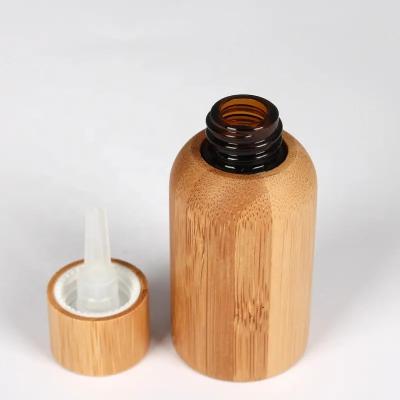Китай 15ml 30ml 50ml Empty  Bamboo Cosmetic Essential Oil Glass Bottle Screaw Cap продается
