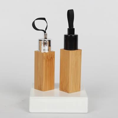 China High Quality Square Empty 12ml Natural Bamboo Lip Stick Tube Cosmetic Bottle for sale