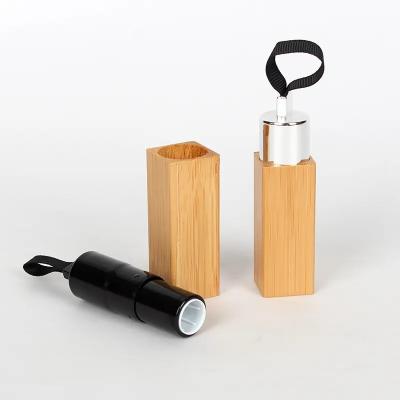 China High Quality Square Empty 12ml Natural Bamboo Lip Stick Tube Cosmetic Bottle for sale