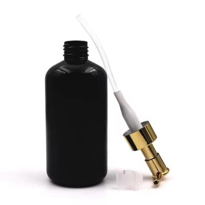 China Plastic Cosmetic Bottles Lotion Pump Bottle with Gold Lid Round Shoulder Bottle for sale