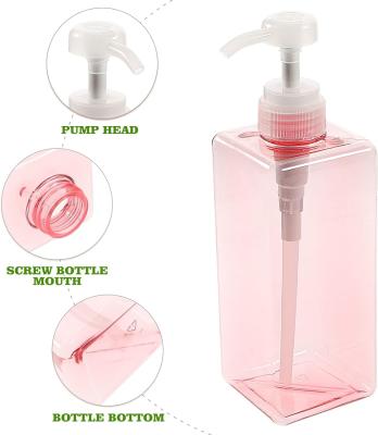 Cina 650ml Empty Pink Shampoo Shower Gel Bottle Plastic Pet Cosmetic Bottle Container in vendita