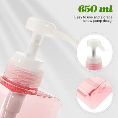 Cina 650ml Empty Pink Shampoo Shower Gel Bottle Plastic Pet Cosmetic Bottle Container in vendita