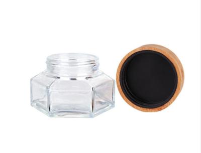 China 100g 38mm Empty Cosmetic Containers Cream Jar 50ml Bamboo Lid for sale