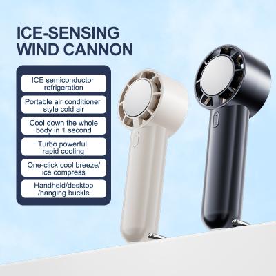 China Custom New Personal Small Ice Compress Cooing Portable Usb Wholesale Mini Rechargeable Refrigeration Handheld Fan With Base for sale