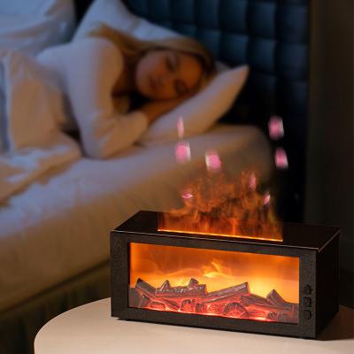 China 3D Realistic Flame Fireplace Diffuser Humidifier 300ml Large Tank Type-C Charging Quiet Operation for sale