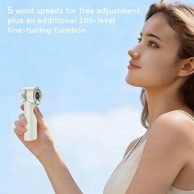 China Custom logo Rechargeable Cooling Fan Handheld LED Display Fan Battery Powered for Wedding Gift Household Car Hotel for sale