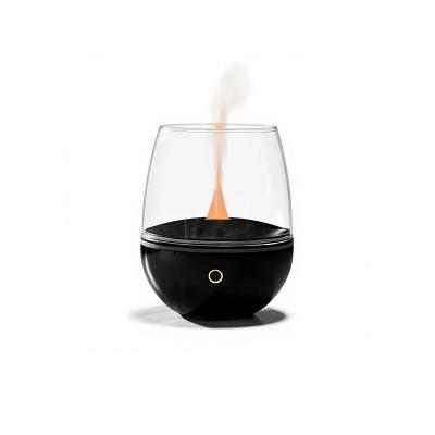 China Factory Customized Room Direct Sale Fire Flame Glass Aromas Diffuser Air Essential Oil Ultrasonic Humidifier for sale