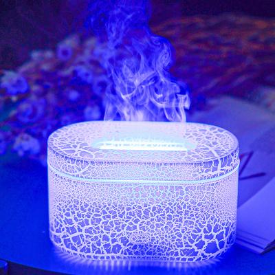 China 200ml Crack Desk Aroma Diffusers Essential Oil Flame Humidifier Air Diffuser for Home Office Cool Fire for sale