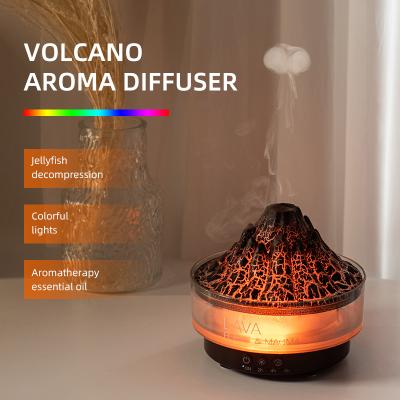 China Waterscape Pattern Stone 7 Color Night Light 260 Tank Jellyfish Mist Humidifier Flame Magma Crack Volcanic Aroma Diffuser for sale
