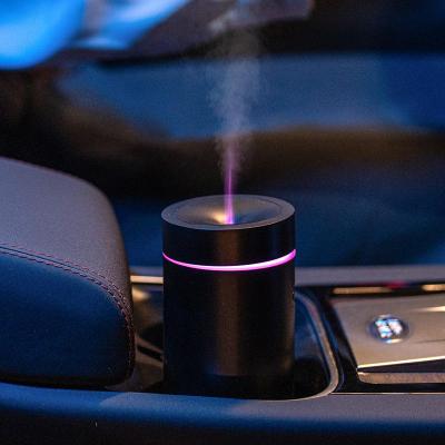 China Flame Colorful Atmosphere Light Scent Electronic Logo Mounted Essential Oil Mini Black Air Diffuser Car Humidifier for sale