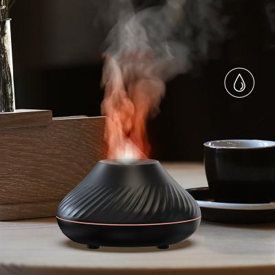 China 5V USB Essential Oil Ultrasonic Cool Mist Mini Humidifier 7 Color LED Light Portable Desktop Flame Aroma Diffuser for sale