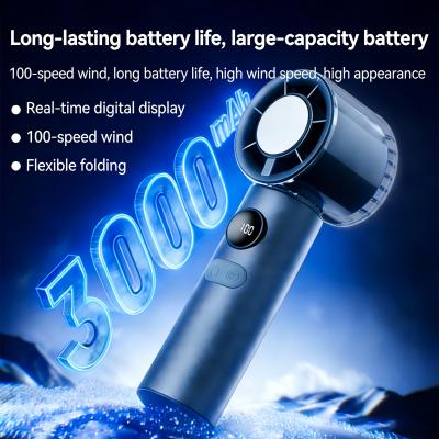 China Turbo Portable Rechargeable 5 Blade Handheld Fan Mini Silent LED with Digital Display Cooling Feature for sale