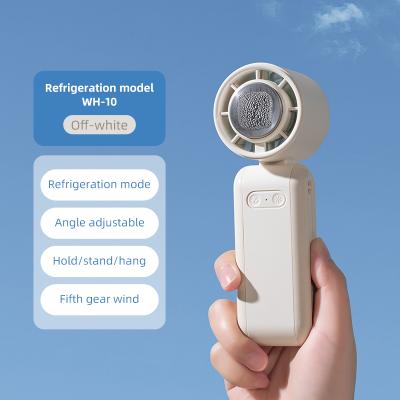 China One-Button Start 5-Speed Mini Portable Fan Ice Cooling Function Rechargeable Battery Indicator Handheld RV Stand for sale