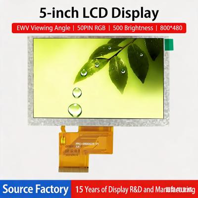 China 5-inch TFT LCD Display, 50-pin RGB Interface, 800*480 Resolution, Industrial Control LCD Display From AUO for sale