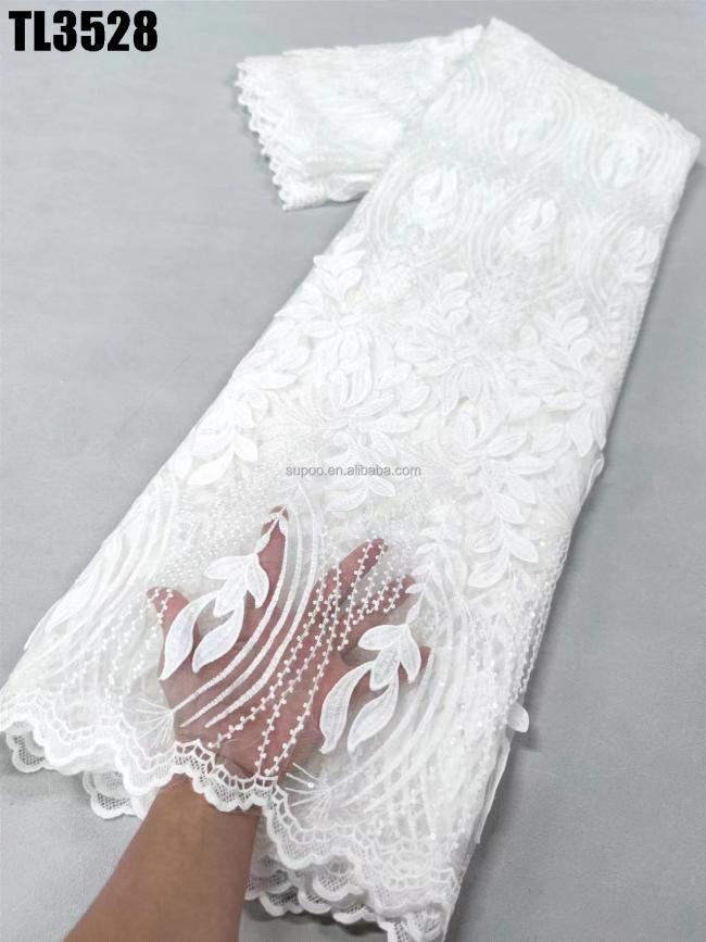 China Wholesale Peach Tulle Embroidery Lace Fabric Bridal Tulle Net Embroidered Fabric Bridal Embroidery Polyester Lace Fabric