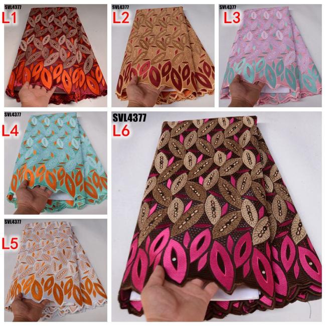 High quality British Austrian swiss voile lace embroidery with stones for elegant women's wedding dresses and Christmas parties