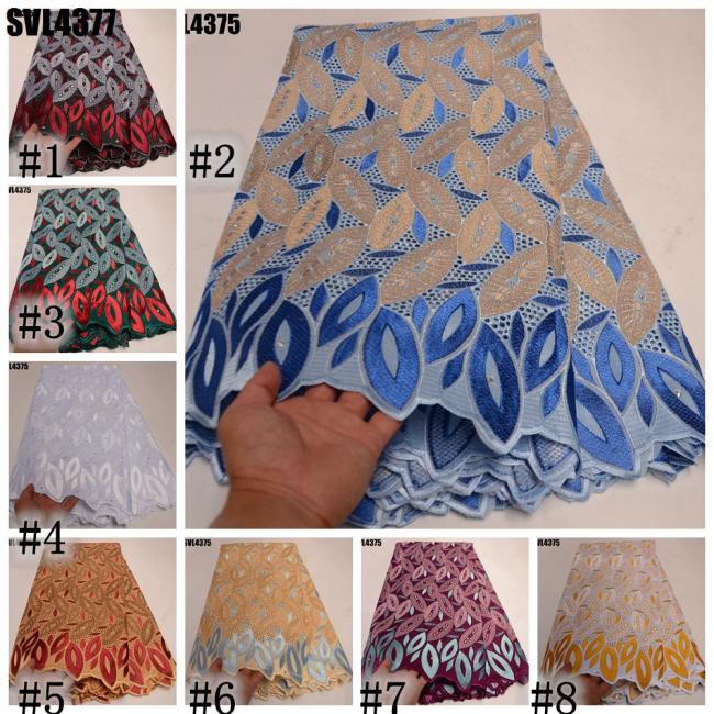 High quality British Austrian swiss voile lace embroidery with stones for elegant women's wedding dresses and Christmas parties