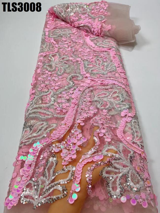 New fashion fabric african french lace fabric net shiny sequins lace bridal wedding dress tulle lace Ghana dress women clothing
